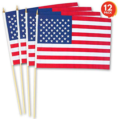 ArtCreativity 12 x 18 Inch USA American Flags on Stick Pack of 12 ...
