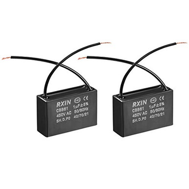 uxcell CBB61 Run Capacitor 450V AC 1uF 2 Cable Metallized Polypropylene ...