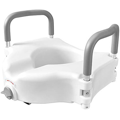 Raised Toilet Seat with Handles Elevated Commode Riser with Lock ...