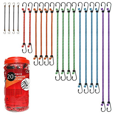 Premium Bungee Cords Assortment 20 Piece in Storage Jar Includes 10 18 ...