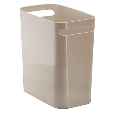 mDesign Slim Plastic Rectangular Large Trash Can Wastebasket Garbage ...