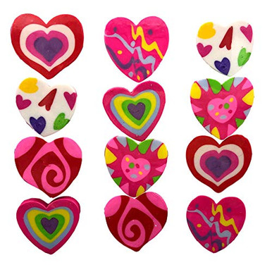 Valentine's Day Heart Erasers - Classroom Party Favor Pack - Assorted ...