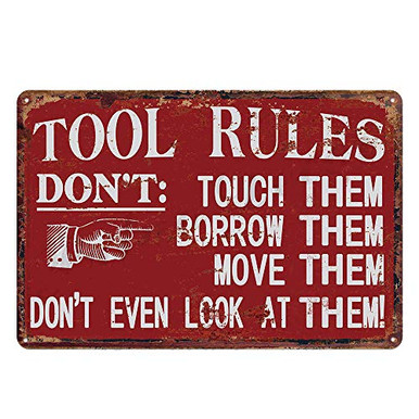 Red Garage Tool Rule Tin Metal Wall Decoration Original Design Thick ...