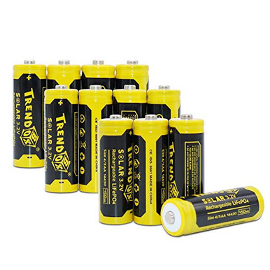 TRENDBOX 14430 3.2V 450mAh Battery LiFePo4 Rechargeable Solar Batteries ...
