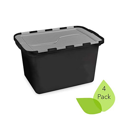 ECOstorage Flip Lid Recycled Plastic Storage Container 12 Gallon Black ...