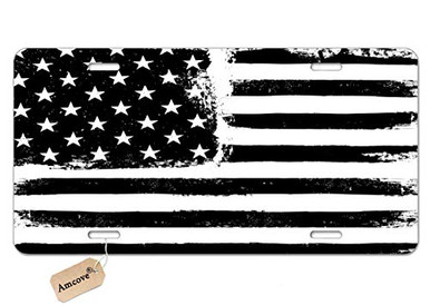 Amcove Black American Flag License Plate Patriotic Front Decorative Car ...