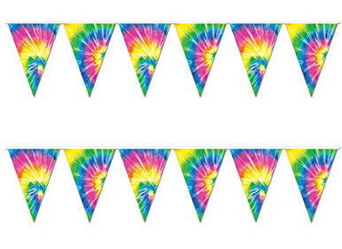 Tie Dye Pennant Banner - IndoorOutdoor Party Garland Decorations for ...