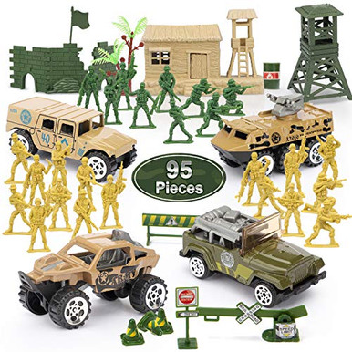 TOY Life Plastic Army Men Plus Die Cast Military Toy Vehicles Play Set ...