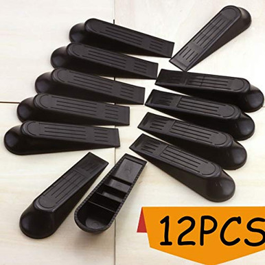 Heatoe 12 Pack Black Plastic Door Stopper Door Wedges Portable Door ...