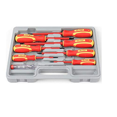 UNITEDLUX 8-Piece 1000v Insulated Screwdriver Set CR-V Magnetic Tip VDE Electrician Slotted and ...