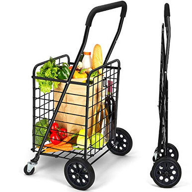 Pipishell Shopping Cart with Dual Swivel Wheels for Groceries - Compact ...