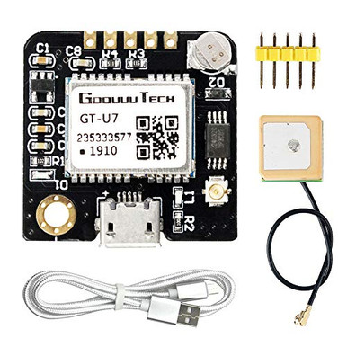 WayinTop GPS Module GT-U7 GPS Receiver Navigation Satellite Positioning with IPEX Active Antenna ...