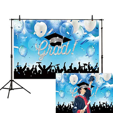 Allenjoy 7x5ft Class of 2020 Graduation Backdrop Blue Sky Balloons ...