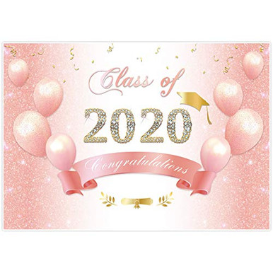 Allenjoy Pink Class of 2020 Congrats Grad Backdrop Balloons Gold ...