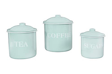 Creative Co-Op Metal Containers with Lids Coffee Tea Sugar Set of 3 ...