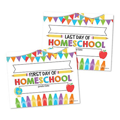 10 Colorful First and Last Day of Homeschool Signs White Reusable 1st ...