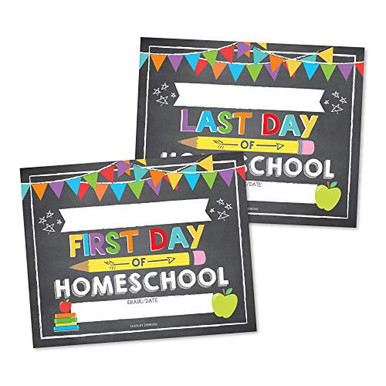 10 First and Last Day of Homeschool Chalkboard Signs, Reusable 1st Day ...