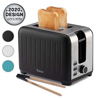 Twinzee Wide Slot Toaster 2 Slice - 3 in 1 Retro Toaster Matte Black ...
