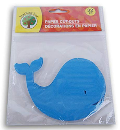 Teaching Tree Paper Cut-Outs - Blue Whale - 32 Count - Warehousesoverstock