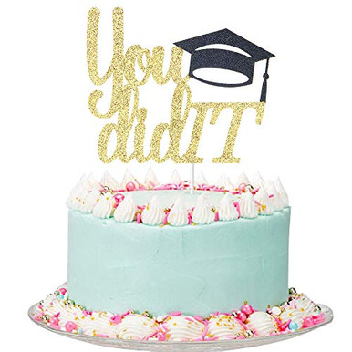 Gold and Black Glitter You Did It Cake Topper - Happy Graduation Cake ...