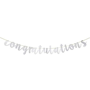 Silver Glitter Congratulations Banner for Happy ...