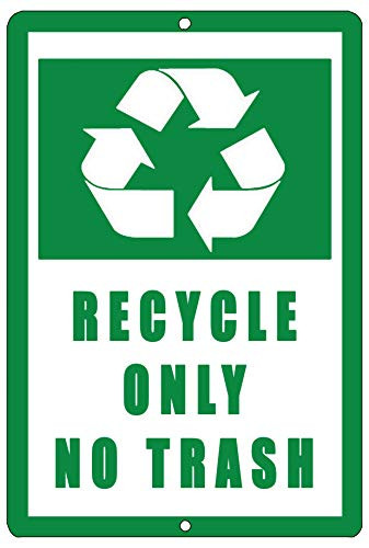 Green Recycle Only No Trash Metal Tin Sign Business Retail Store Home ...