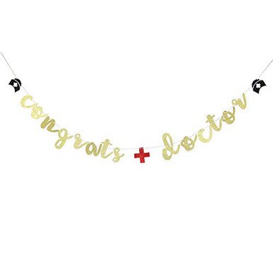 Gold Glitter Congrats Doctor Banner - Doctor Graduation Banner Doctor ...