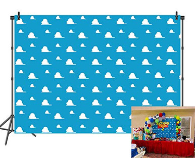 BINQOO 7x5ft Cartoon Blue Sky White Clouds Backdrop Toy Story Kids ...