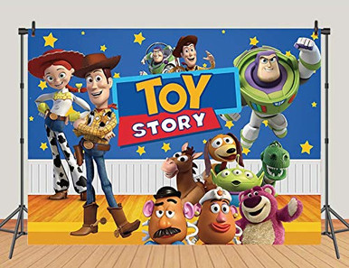 Cartoon Blue Starry Sky Toy Story Theme Backdrops Children Birthday ...