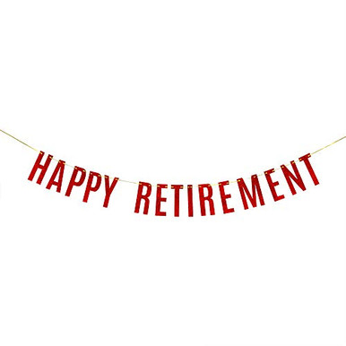 Red Glitter Happy Retirement Banner Farewell Party Bon Voyage ...