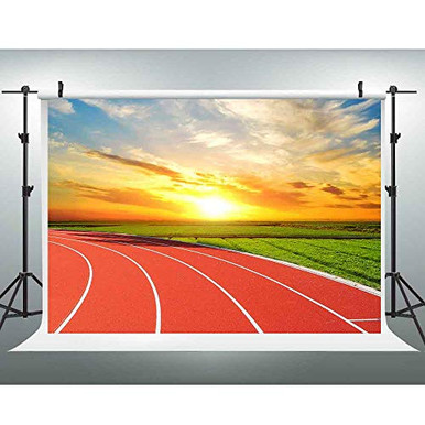 EOA 7W x5H FT Running Track Sunset Clouds Backdrop Sports Red Racing ...