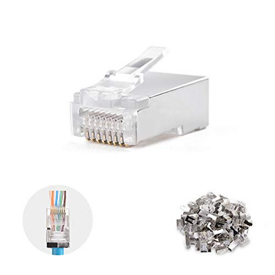 Cable Matters 100 Pack Shielded Cat 6A Pass Through RJ45 Modular Plugs ...