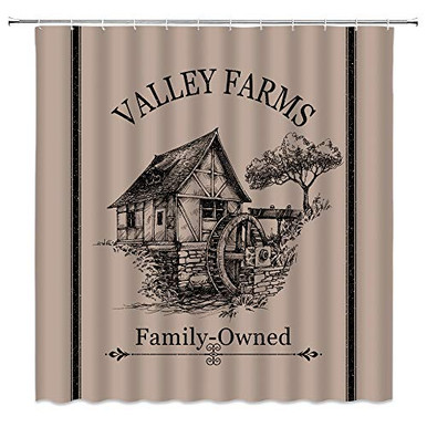 Farm Shower Curtain Vintage Valley Farms Farmhouse Family Owned Retro ...