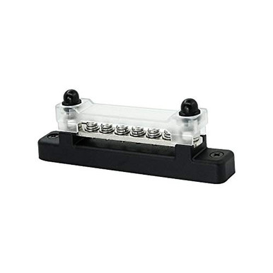 6 Terminal Bus Bar - 2 Studs 150A DC BusBar Block & Polycarbonate Cover ...