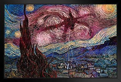 Stranger Night Van Gogh Painting Parody Horror SciFi Monster Funny Cool ...