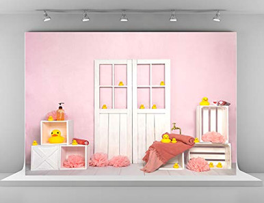 Kate 7x5ft Yellow Rubber Duck Photography Backdrops White Wood Door ...