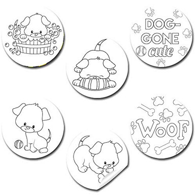 Color Your Own Dog-Gone Cute Puppy Themed Birthday Party Favor Sticker ...