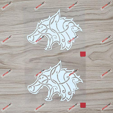 Viking Wolf Head Norse Vinyl Decal Sticker - 2X White 4 Inches for Car ...