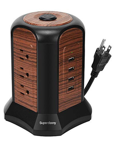 SUPERDANNY Power Strip Tower USB Surge Protector with 9 AC 4 USB Ports ...