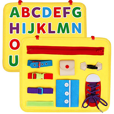 Vanmor Toddler Busy Board with ABC Montessori Basic Skills Board Learn ...