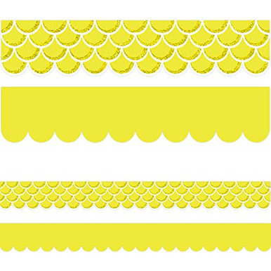 Yellow Bulletin Border Trim 36ft Per Roll Two Sided Scallops Bulletin ...