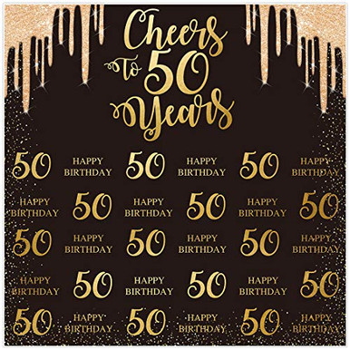 Allenjoy 8x8ft Fabric Black 50th Theme Happy Birthday Photography ...