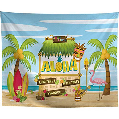 Allenjoy 7x5ft Fabric Aloha Themed Luau Party Supplies Backdrop for ...