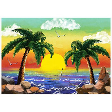 Allenjoy 7x5ft Summer Sunset Beach Backdrop Tropical Palm Trees Seaside ...