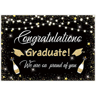 Allenjoy Congrats Grad Class of 2020 Backdrop Black Gold Graduation ...