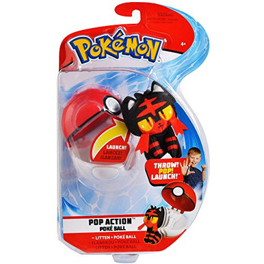 Pokemon Pop Action Poké Ball Launcher, Comes with Launching Litten Mini ...