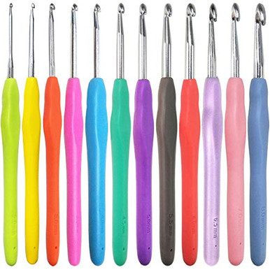 Crochet Needle Set 12 Pcs Ergonomic Silicone Crochet Hooks Multicolor ...
