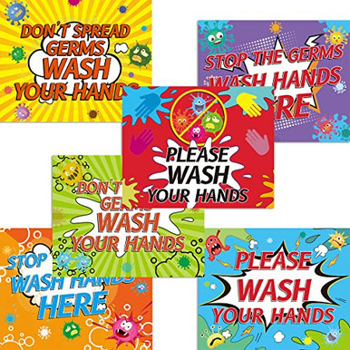 Hand Washing Decals Stickers Please Wash Your Hands Signs Bathroom ...