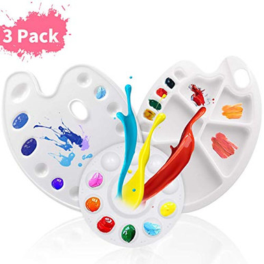 Paint Palettes, Firesara 3 Pack Paint Tray Palette with Thumb Hole, 3 ...
