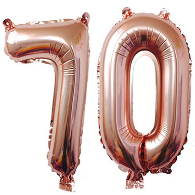 40inch Rose Foil 70 Helium Jumbo Digital Number Balloons, 70th Birthday ...